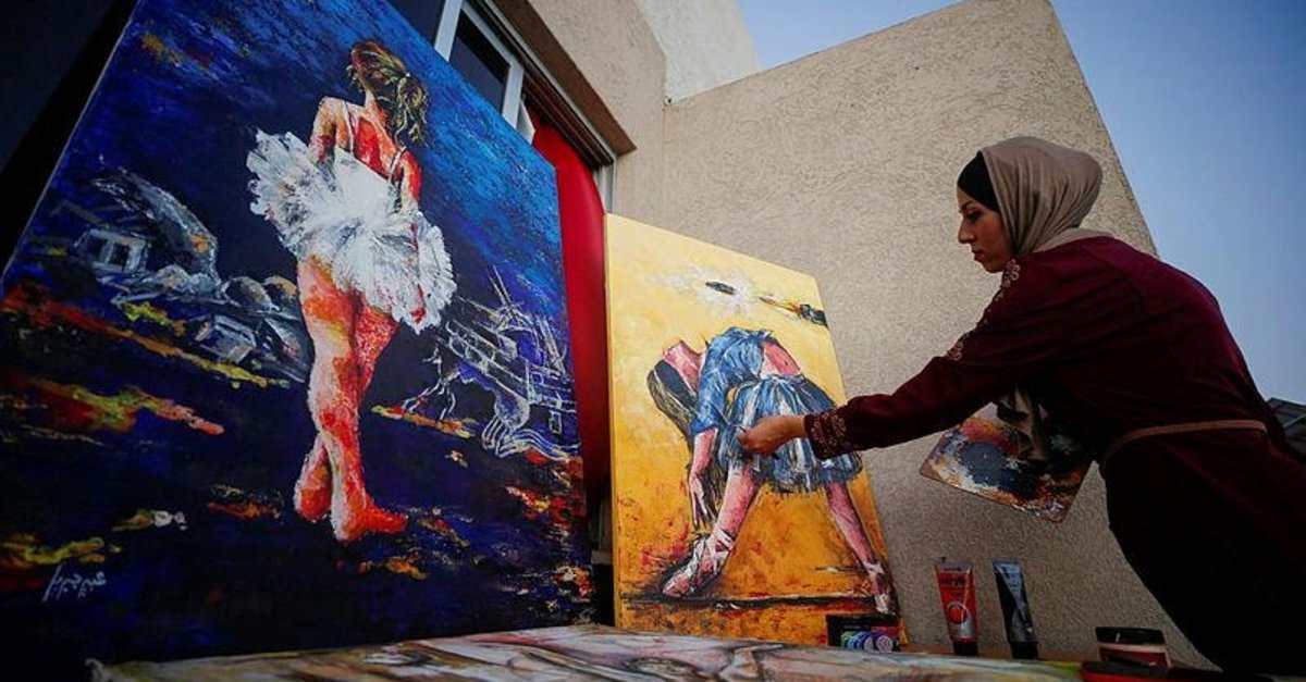 Palestinian artist Abeer Jebril mixes beauty with pain in ballet paintings